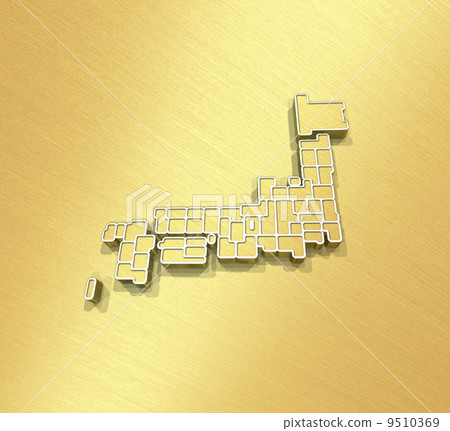 Gold map of Japan · White map drawing - Stock Illustration [9510369 ...