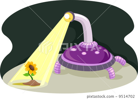 Robot and Sunflower - Stock Illustration [9514702] - PIXTA