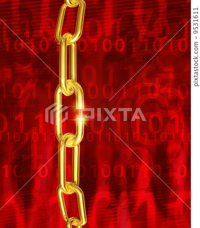A golden chain block that seems to be broken - Stock Illustration ...