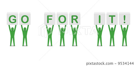 Men holding the phrase go for it. Concept 3D... - Stock Illustration ...