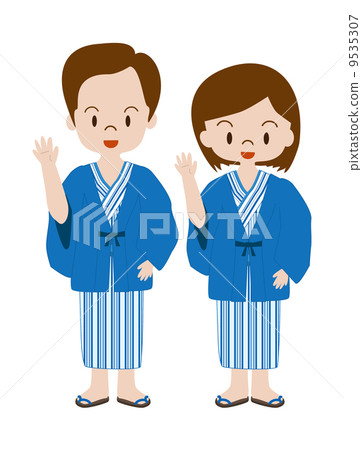 Hot spring (Yukata) - Stock Illustration [9535307] - PIXTA