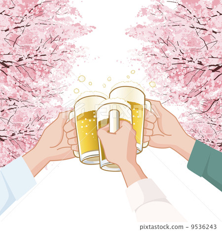 Sakura drinking party - Stock Illustration [9536243] - PIXTA