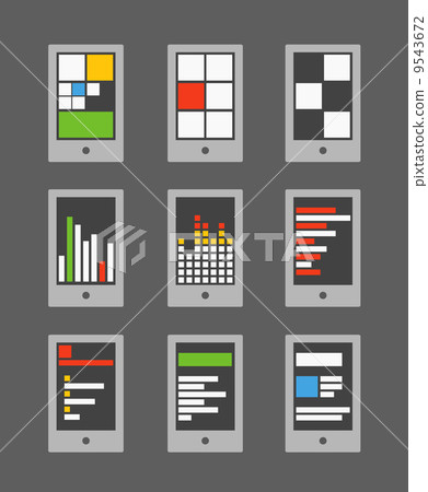 Tile mobile phone interface template collection - Stock Illustration ...
