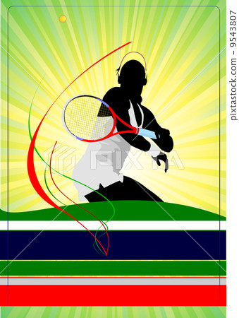 Woman Tennis player poster. Colored Vector... - Stock Illustration ...