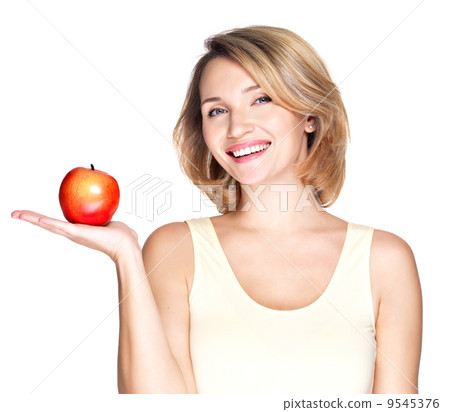 Portrait of a young smiling healthy woman with... - Stock Photo ...