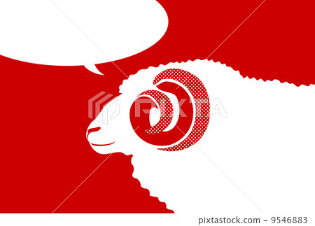 Sheep's profile and red background - Stock Illustration [9546883] - PIXTA