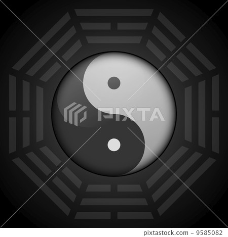 yin yang with bagua octagon - Stock Illustration [9585082] - PIXTA