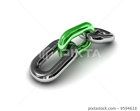 3D single chain link isolated on white background - Stock Illustration ...