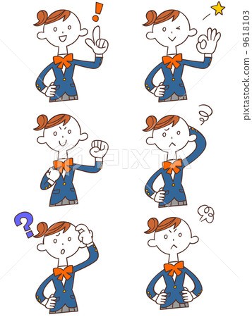 Female students 6 kinds of gestures and poses - Stock Illustration ...