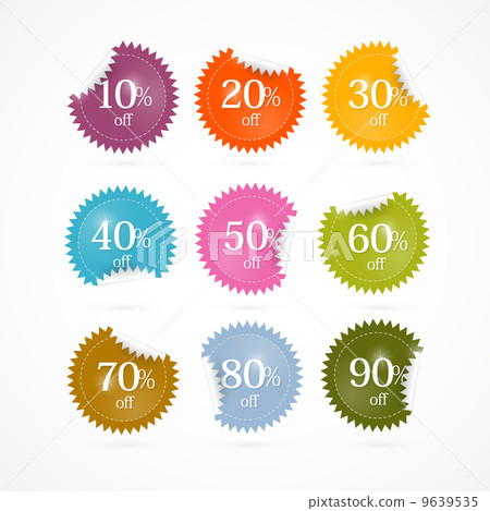 Colorful Vector Discount Stickers, Labels - Stock Illustration [9639535 ...
