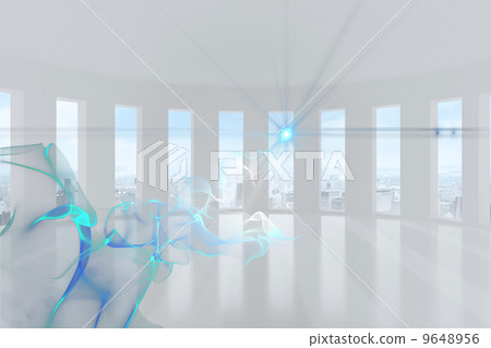 Blue wave design in room-插圖素材 [9648956] - PIXTA圖庫