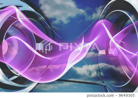 Purple wave design on blue sky - Stock Illustration [9649305] - PIXTA