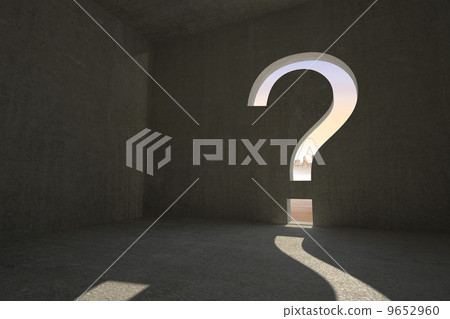 Question mark door in dark room - Stock Illustration [9652960] - PIXTA