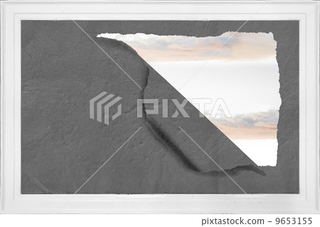 Rip on wall showing bright sky - Stock Illustration [9653155] - PIXTA