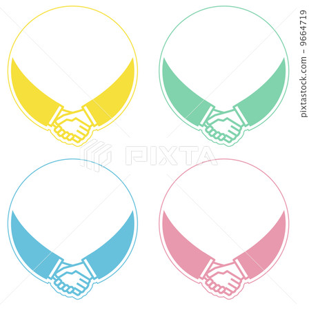 Handshake (frame to arm, colorful, outline) - Stock Illustration ...