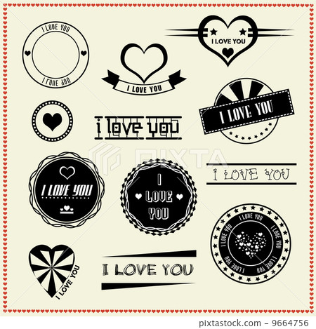 set of I Love You vintage retro style labels - Stock Illustration ...