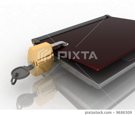 laptop closed on the lock - Stock Illustration [9686309] - PIXTA