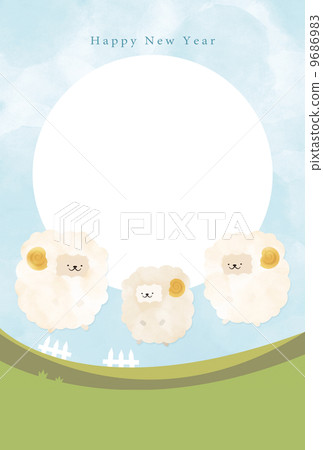 Sheep's New Year's card - Stock Illustration [9686983] - PIXTA