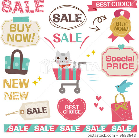 Cute materials of shopping, sale - Stock Illustration [9688648] - PIXTA