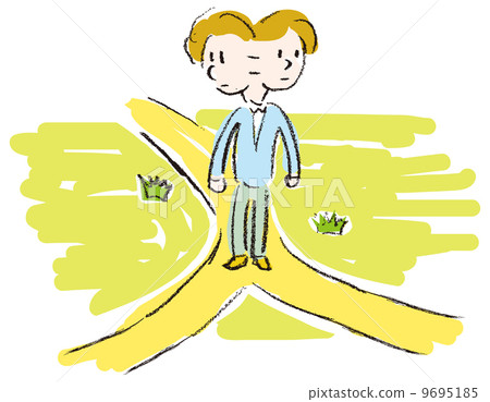 Person who stands on a parting road - Stock Illustration [9695185] - PIXTA