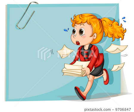 A woman running while carrying some documents - Stock Illustration ...