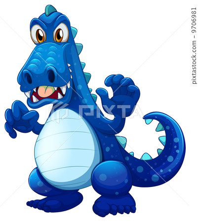 A scary blue crocodile - Stock Illustration [9706981] - PIXTA