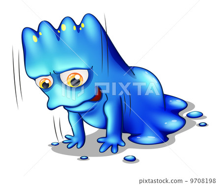 A blue monster exercising alone - Stock Illustration [9708198] - PIXTA