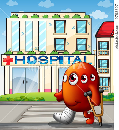 A multi-eyed monster in front of the hospital... - Stock Illustration ...