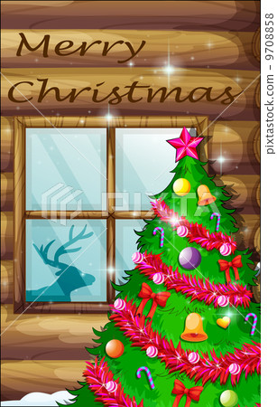 A christmas tree near the window - Stock Illustration [9708858] - PIXTA