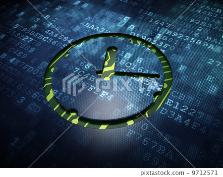 Time concept: Clock on digital screen background - Stock Illustration ...