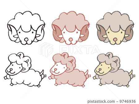 Crayon New Year G_ sheep - Stock Illustration [9746936] - PIXTA