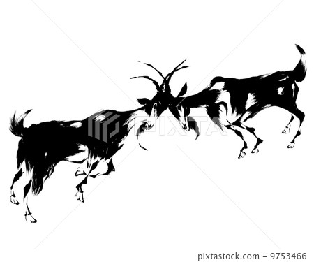 Sheep Japanese painting - Stock Illustration [9753466] - PIXTA