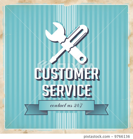 Customer Service Concept on Blue in Flat Design. - Stock Illustration ...