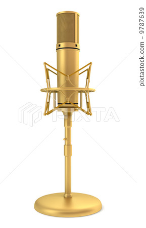 golden studio microphone isolated on white... - Stock Illustration ...