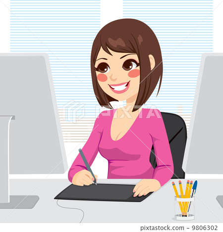 Digital Artist Woman - Stock Illustration [9806302] - PIXTA