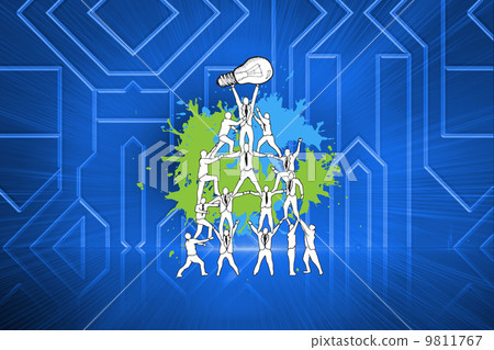 Composite image of teamwork concept on paint... - Stock Illustration ...