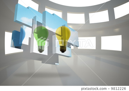 Composite image of light bulbs on abstract screen - Stock Illustration ...