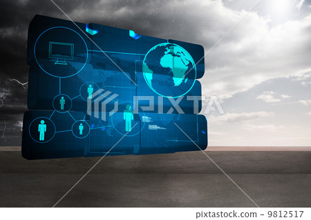 Composite image of earth interface on abstract... - Stock Illustration ...