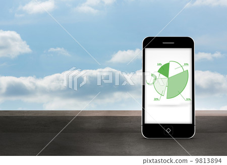 Composite image of pie chart on smartphone screen - Stock Illustration ...