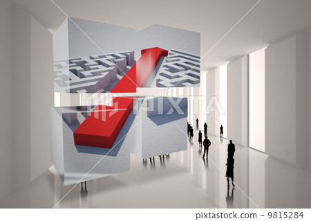 Composite image of arrow through maze on... - Stock Illustration ...
