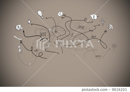 Composite image of brainstorm doodle with arrows - Stock Illustration ...