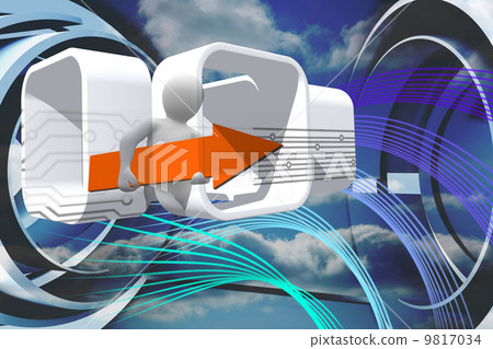 Composite image of figure with orange arrow on... - Stock Illustration ...