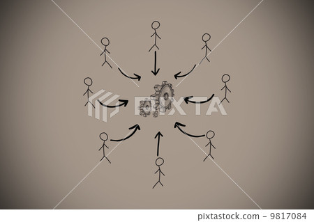 Composite image of cog and wheel doodle with... - Stock Illustration ...