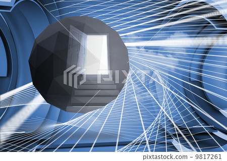 Composite image of open door on abstract screen - Stock Illustration ...