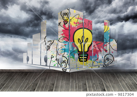 Composite image of light bulb on abstract screen - Stock Illustration ...