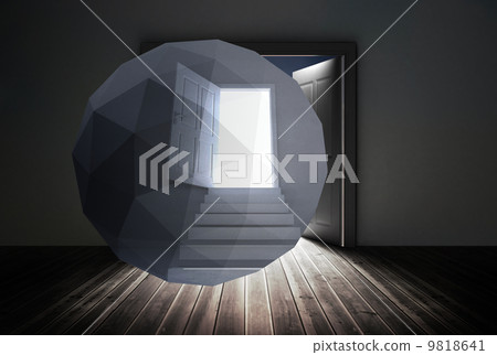 Composite image of open door on abstract screen-插圖素材 [9818641] - PIXTA圖庫
