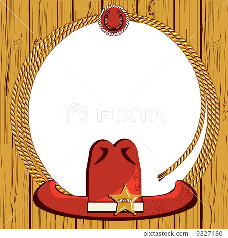 Cowboy rope frame background and western hat - Stock Illustration ...