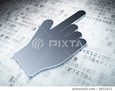 concept: Silver Mouse Cursor on digital background - Stock Illustration ...