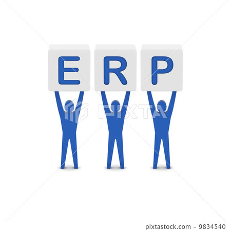 Men holding the word ERP. Enterprise Resource... - Stock Illustration ...