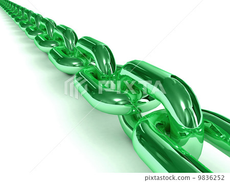 Green chain over white background. 3D Concept... - Stock Illustration ...
